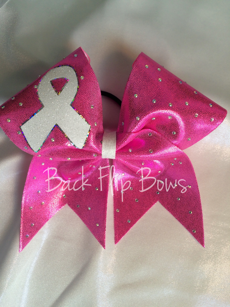 Pink Breast Cancer Awareness Bow Rhinestone – Back Flip Bows
